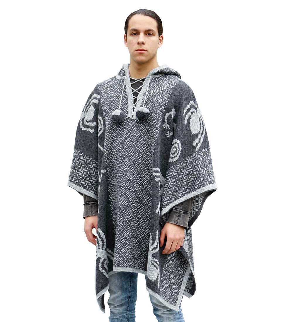 Alpaca Wool Hooded Poncho Unisex Nazca Lines – Alpaca Warehouse