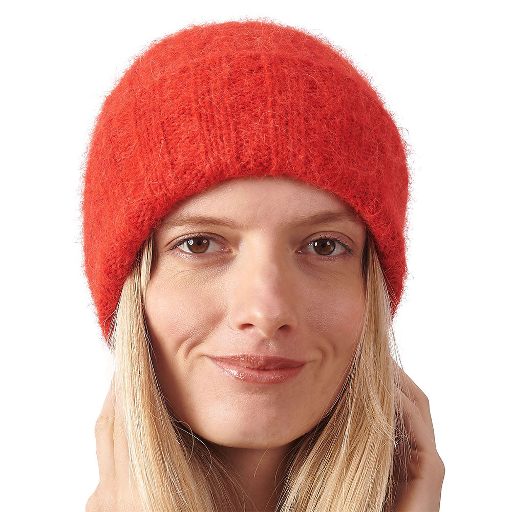 Ruby Red Cotton Alpaca Beanie Hat